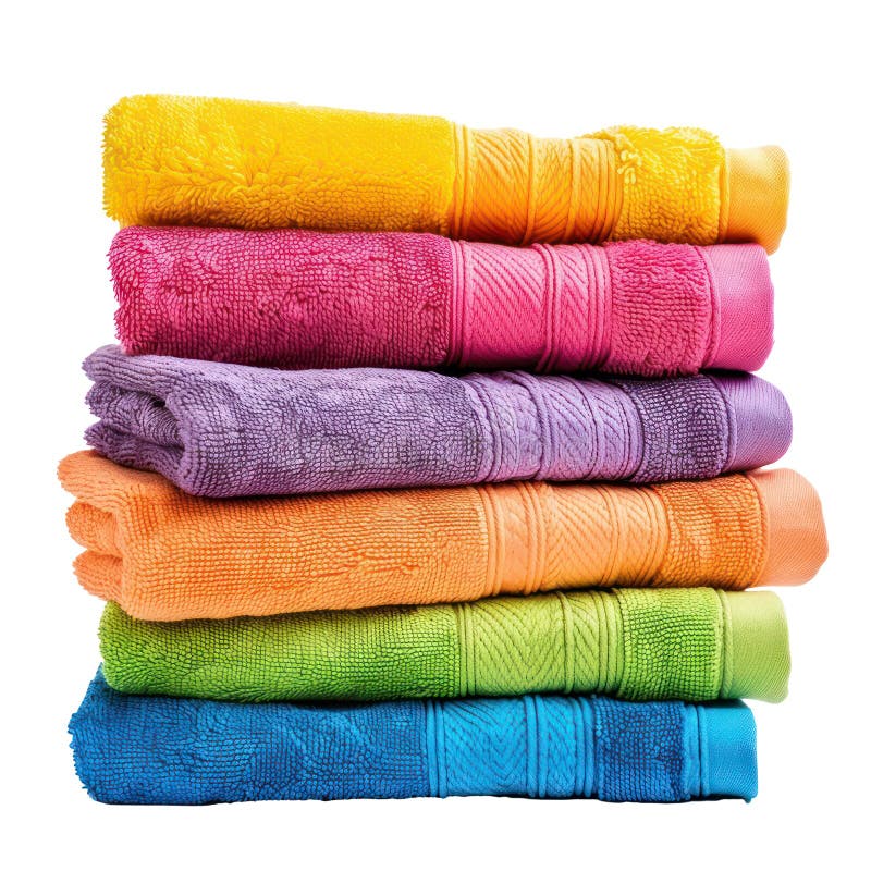 Colorful Folded Towels for Bath Room Front View Isolate Stock ...