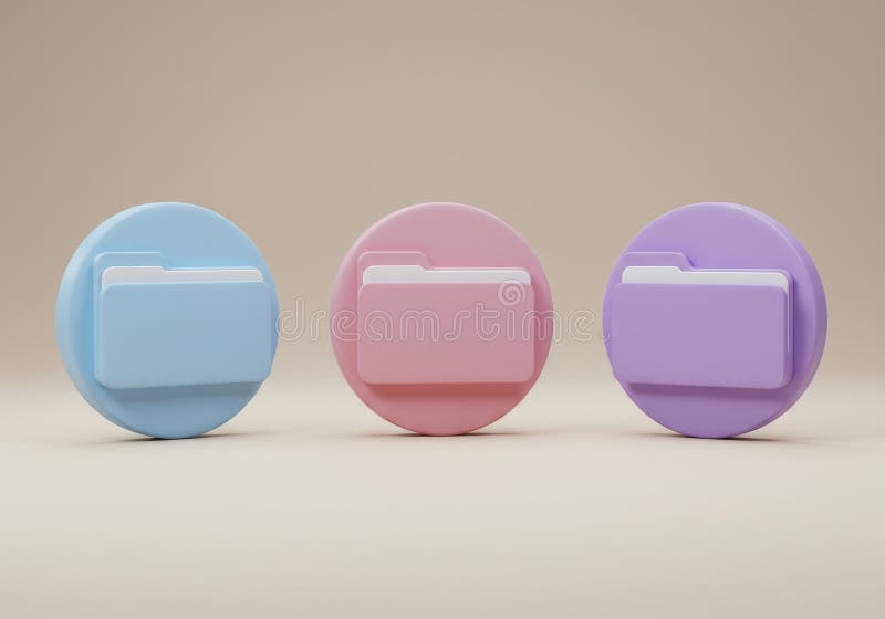 Colorful Folder Icons 3d Render Organization Concept Stock Illustration ...