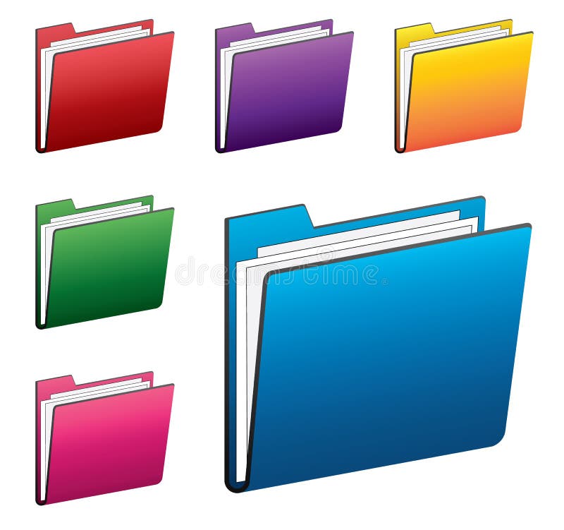 Colorful folder icons set stock vector. Illustration of purple - 29523963