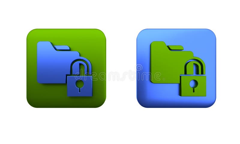 Colorful Folder and Lock Icon Isolated on White Background. Closed ...