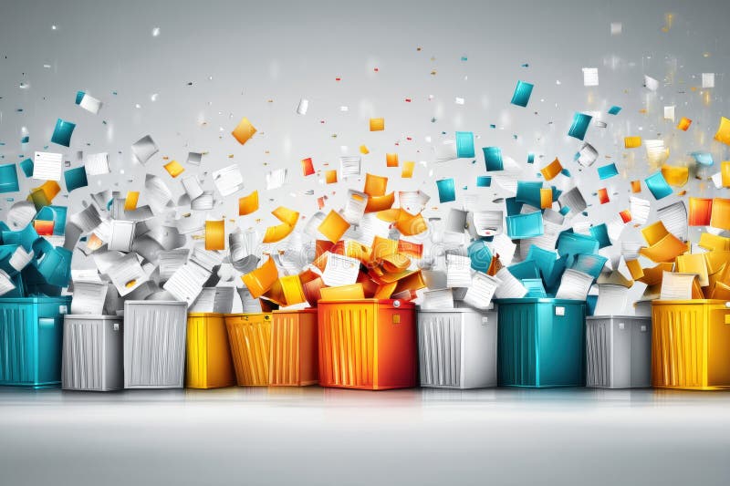 Digital Representation of Data Waste with Colorful Folders and Files ...