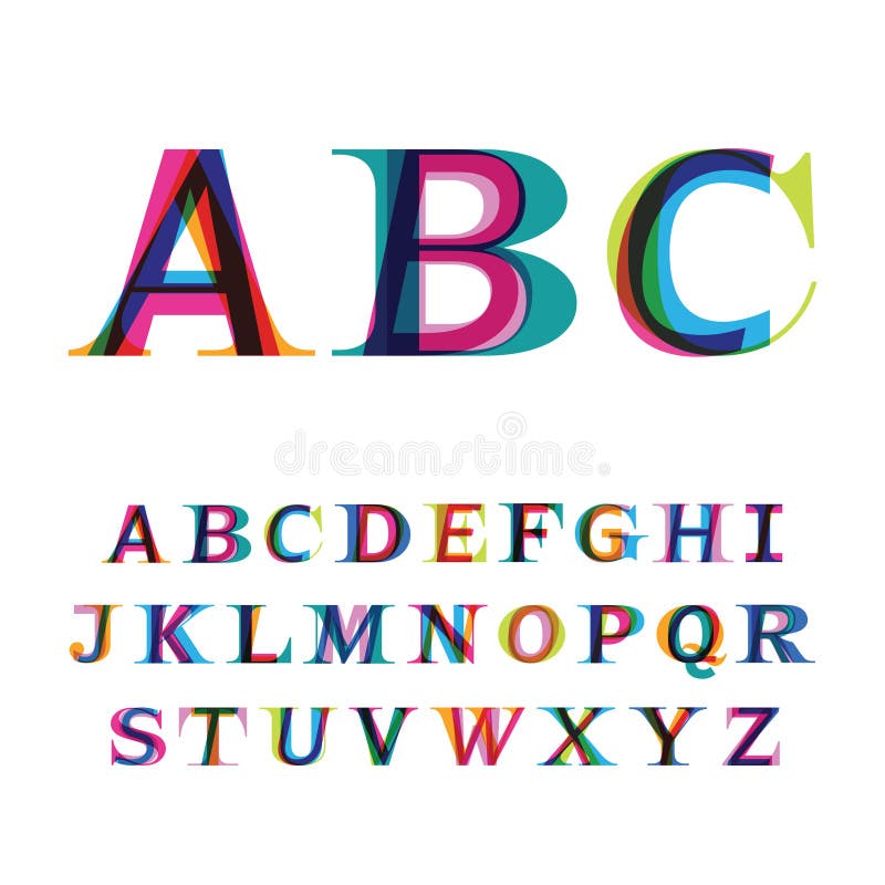 The Colorful Font Consisting of Three Letters Stock Vector ...