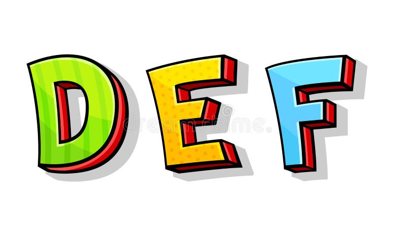 Colorful Font with Volume Letters Isolated on White Background Vector ...