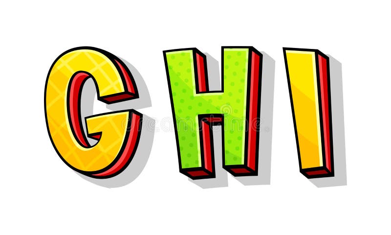 Colorful Font with Volume Letters Isolated on White Background Vector ...