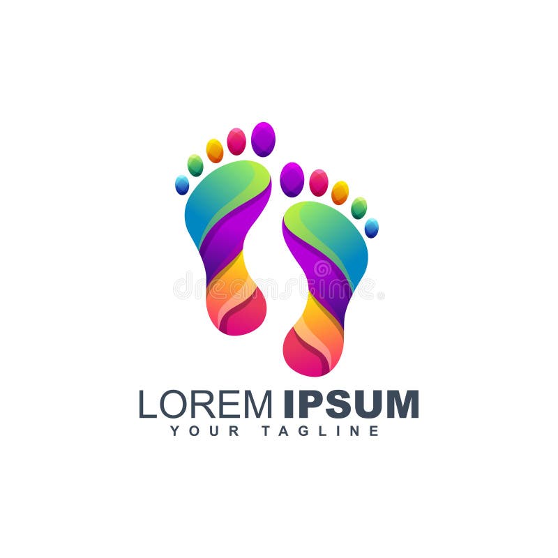 Colorful Foot Logo Design Template Stock Vector - Illustration of ...