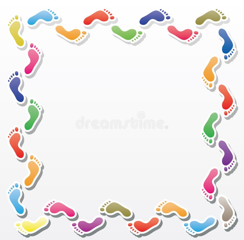 Colorful footprints border stock vector. Image of foot - 20348150