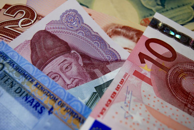 Colorful Foreign Currency Bank Notes Bills Stock Image - Image of queen ...