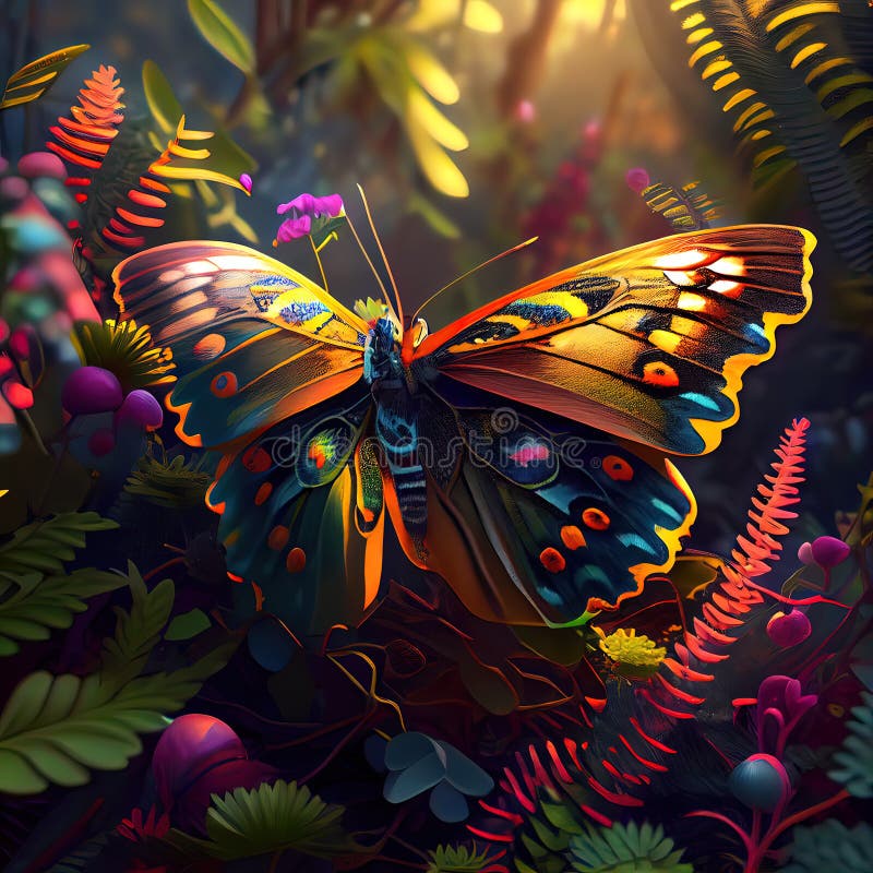 Colorful Forest Butterflies - Ai Generated Stock Illustration ...