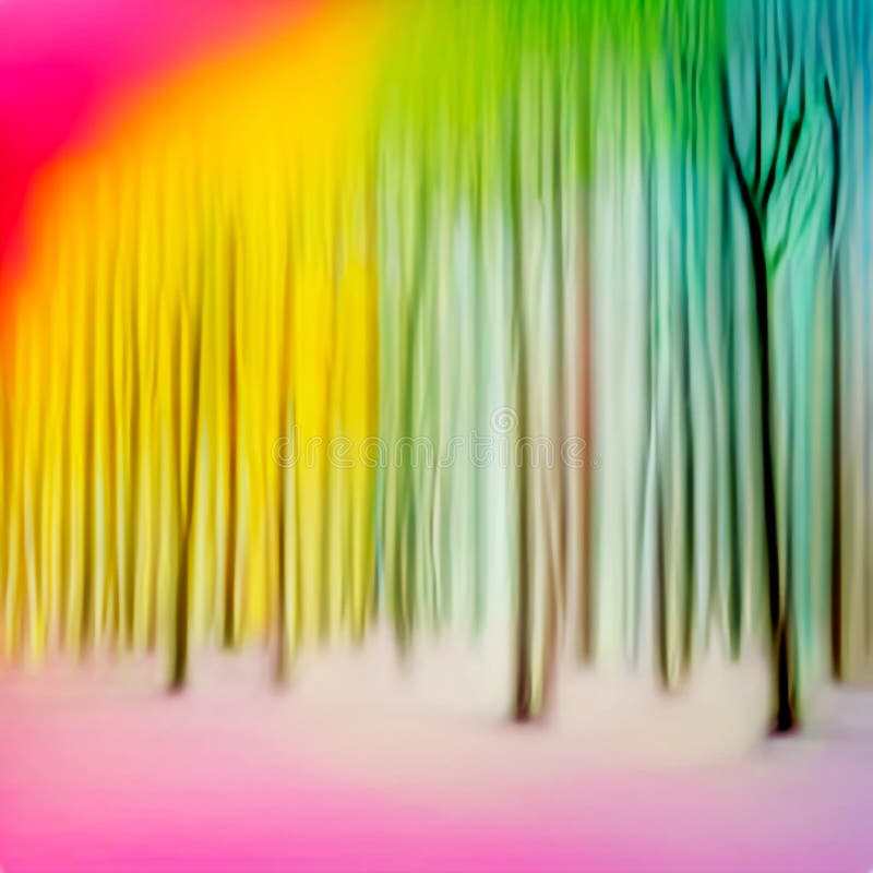 Colorful Forest Concept, Fantasy Location - Abstract Illustration Stock ...