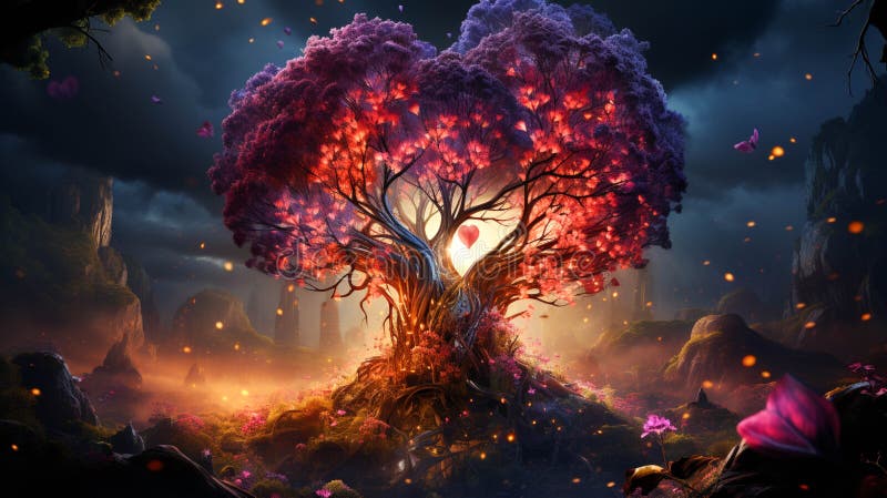 Colorful Forest Fantasy Heart Stock Illustration - Illustration of ...