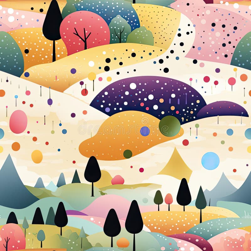 Colorful Forest Landscape with Joyful Celebration of Nature (tiled ...
