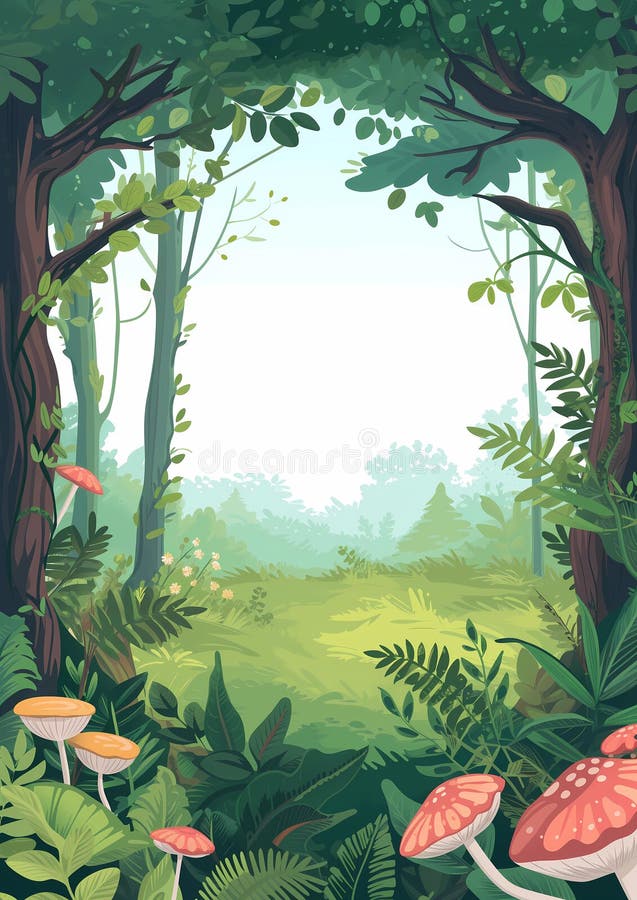 Colorful Forest Vertical Illustration with Copy Space Stock ...