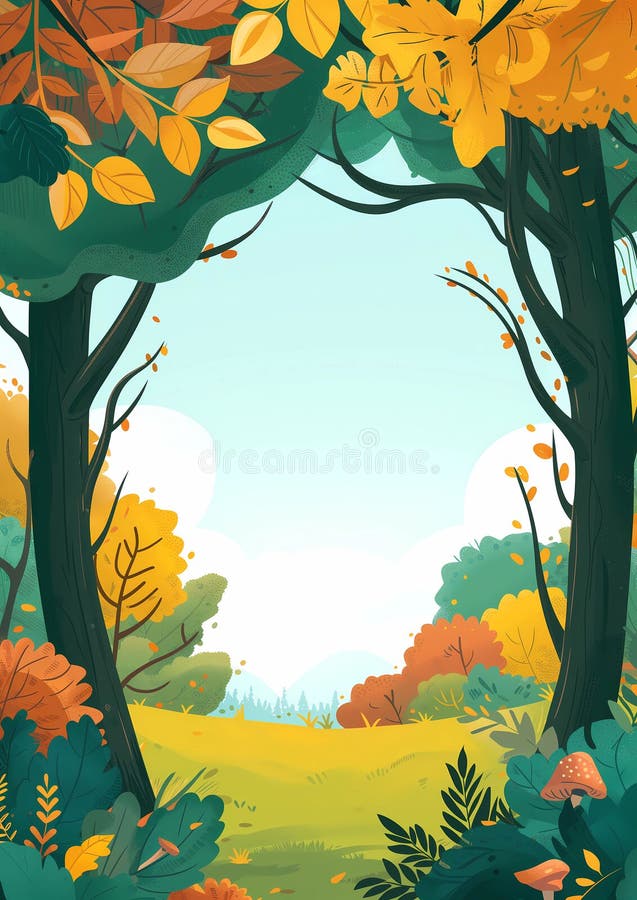 Colorful Forest Vertical Illustration with Copy Space Stock ...