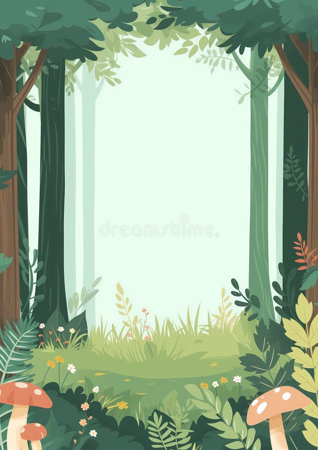 Colorful Forest Vertical Illustration with Copy Space Stock ...