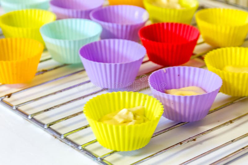 Colorful form for muffins stock image. Image of home - 77949785