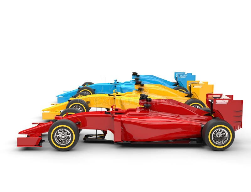 Colorful Formula One Cars - Side View Stock Image - Image of formula ...