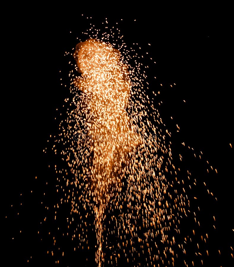 Colorful Fountain Fireworks Stream into Dark Night Stock Photo - Image ...