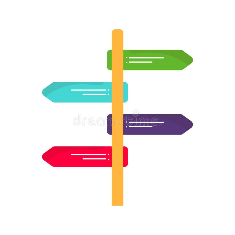 Colorful Four Directional Signboard Arrow Against White Stock ...