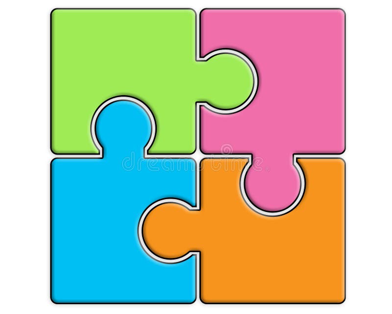 Colorful Four Pieces Jigsaw Puzzle Isolated Stock Illustration ...
