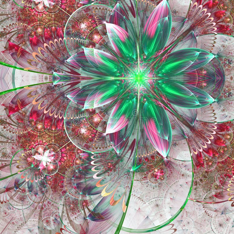 Colorful Fractal Flower Pattern Stock Illustration - Illustration of ...