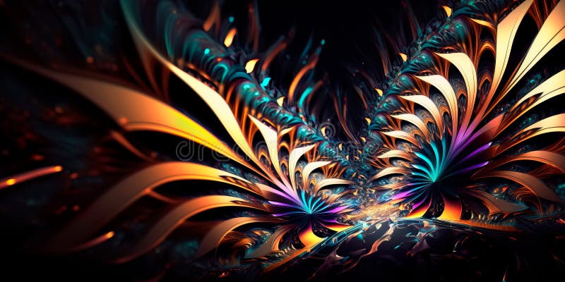 Colorful Fractal Light Abstract Background Generative AI Stock ...