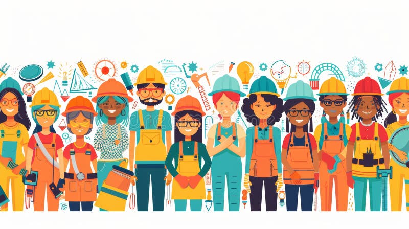 Colorful Frame Border Background Celebrating Labor Day with Diverse ...