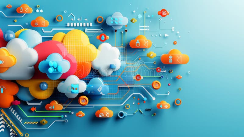 Colorful Frame Border Background Illustrating Cloud Computing Concept ...