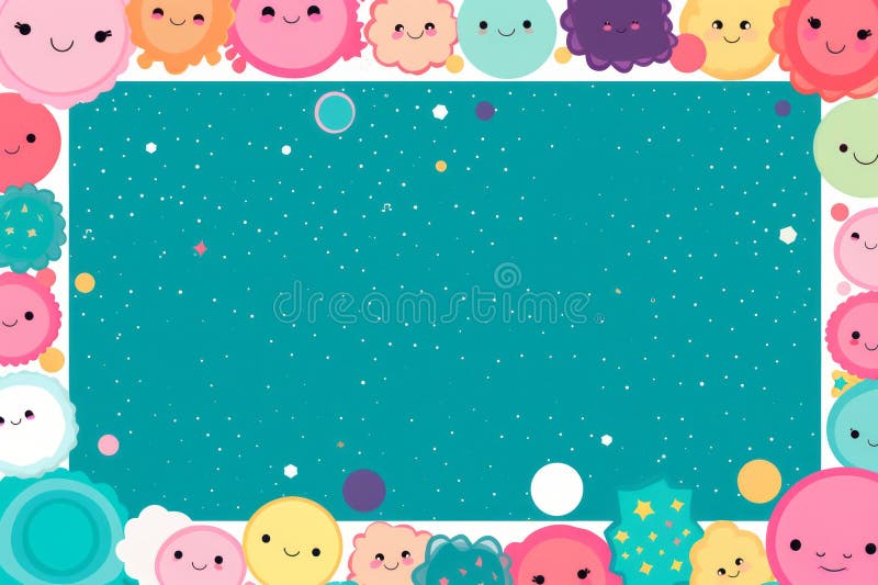 A Colorful Frame with a Bunch of Cartoon Characters on it Stock ...