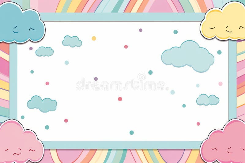 A Colorful Frame with Clouds and Rainbows Stock Illustration ...