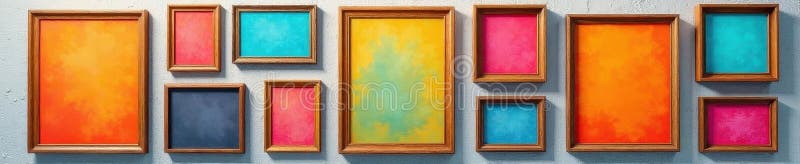 Colorful Frame Collection on Wall, Textured Surfaces, Colorful Frames ...