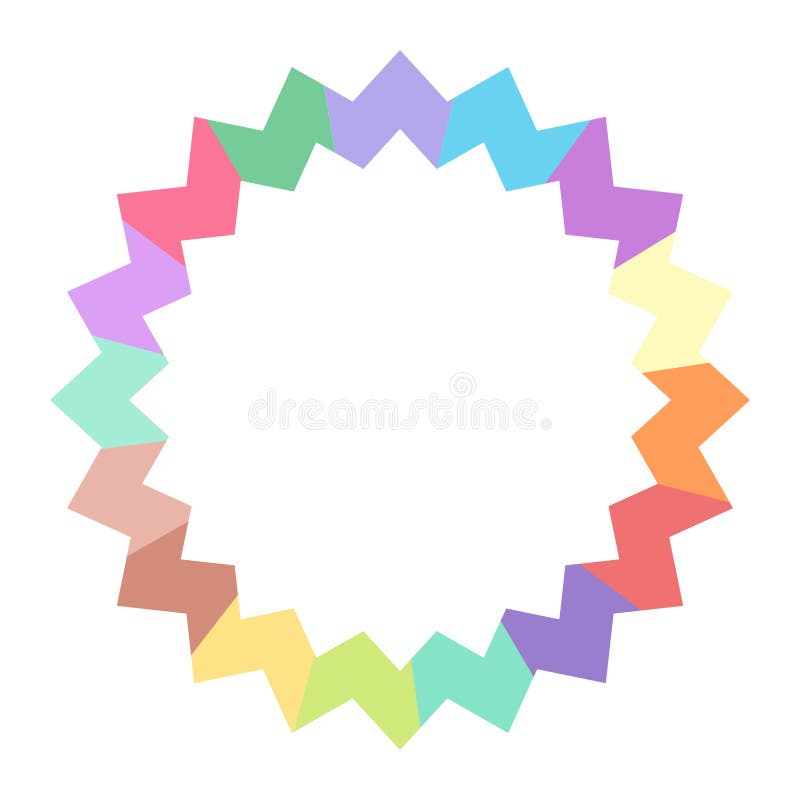 Cute Rainbow Color Frame. Colorful Border for Serrated, Zigzag Ring ...