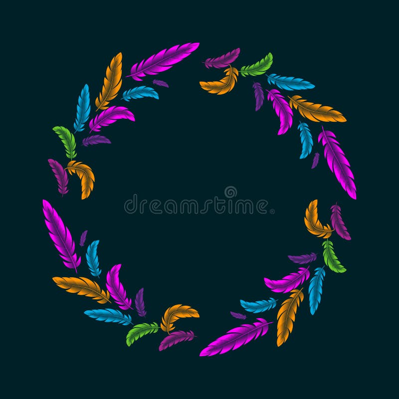 Colorful Frame of Feathers Vector Bright Element Stock Illustration ...
