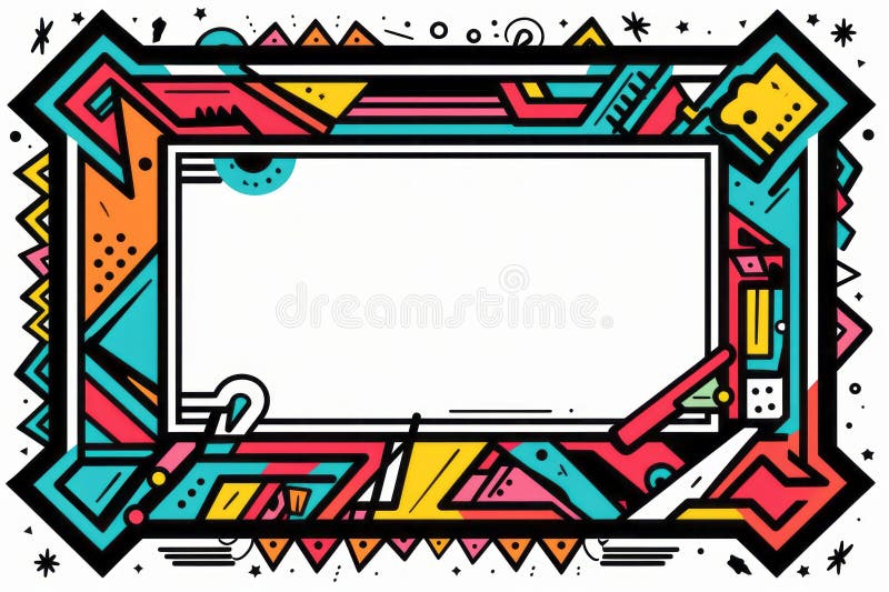 A Colorful Frame with Geometric Shapes on it Stock Illustration ...