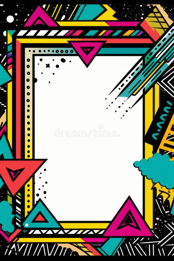 A Colorful Frame with Geometric Shapes on it Stock Image - Image of ...