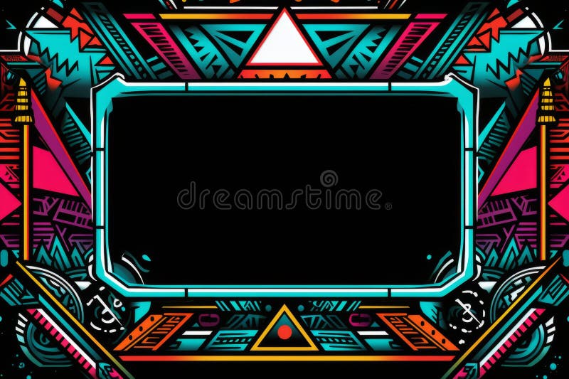 A Colorful Frame with a Tribal Design on it Stock Photo - Image of ...