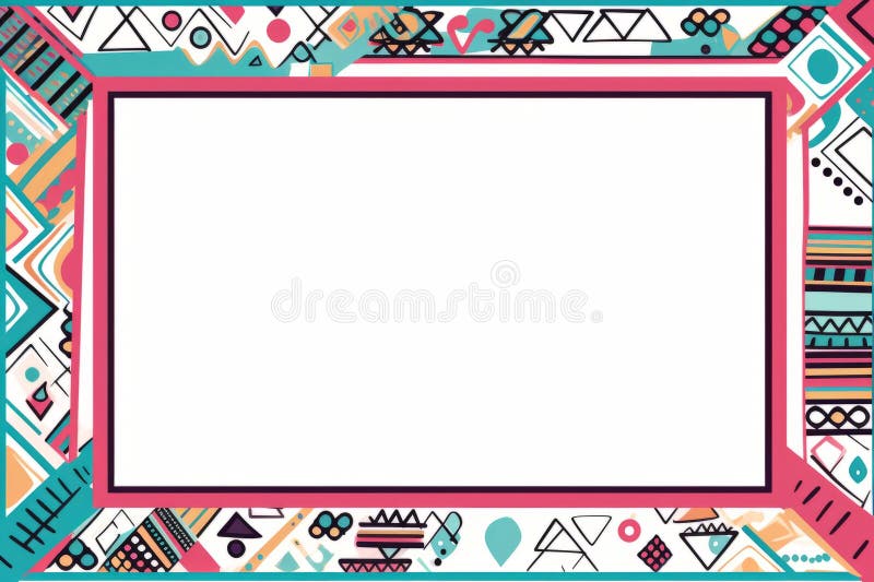 A Colorful Frame with a Tribal Pattern on it Stock Image - Image of ...