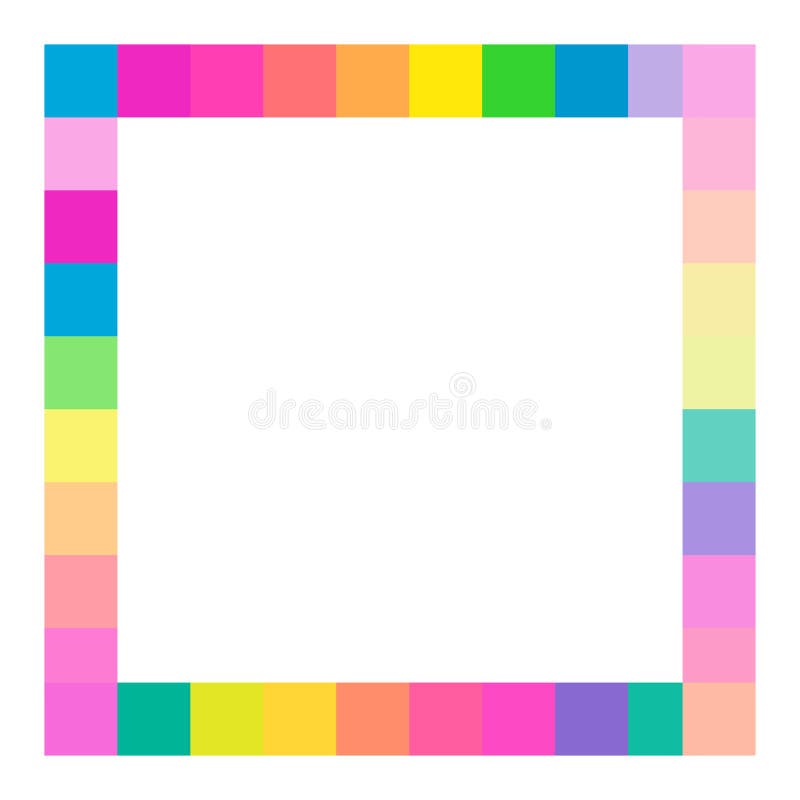 Colorful Frame Vector. Decorative Rainbow Color Border Frame. Isolated ...