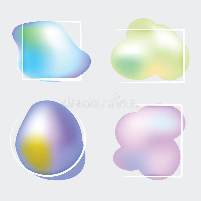 Colorful Freeform Bubbles Frame Collection Abstract Vector Isolate ...