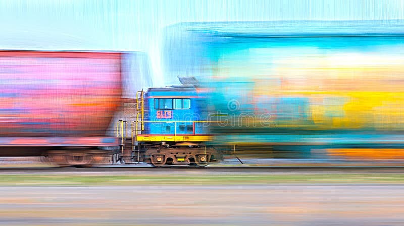 Colorful Freight Train in Motion Capturing Dynamic Energy Effects Stock ...