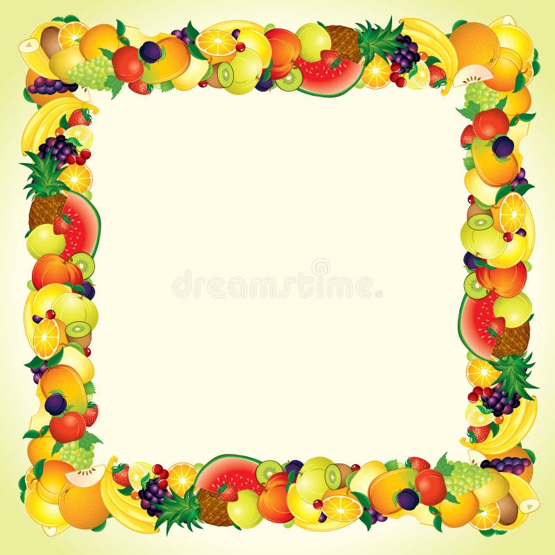 Colorful Fresh Fruits Border Design. Vector Image Stock Vector ...