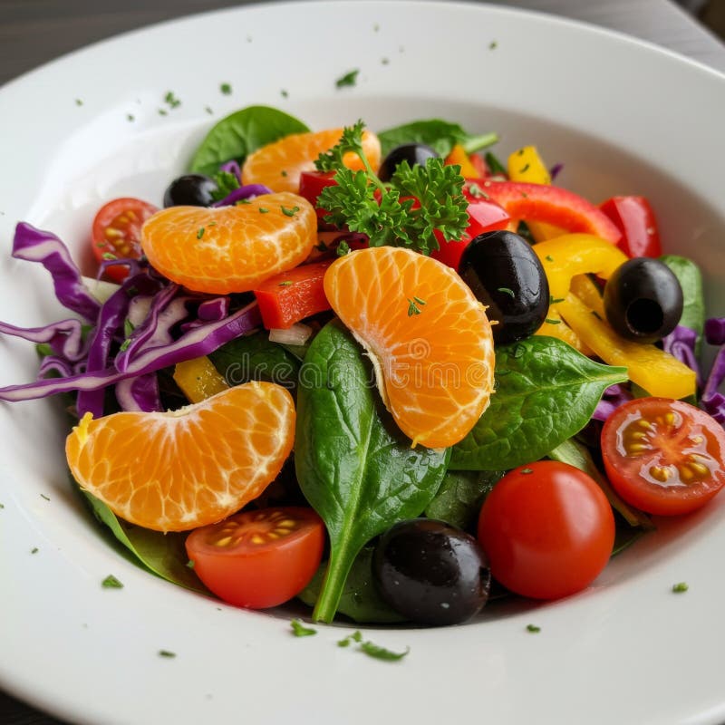 Colorful Fresh Salad with Mandarin Orange Segments Stock Illustration ...