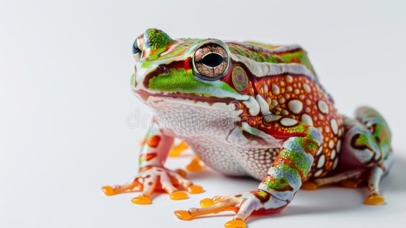 Colorful Frog with Distinctive Patterns on White Background Stock Image ...