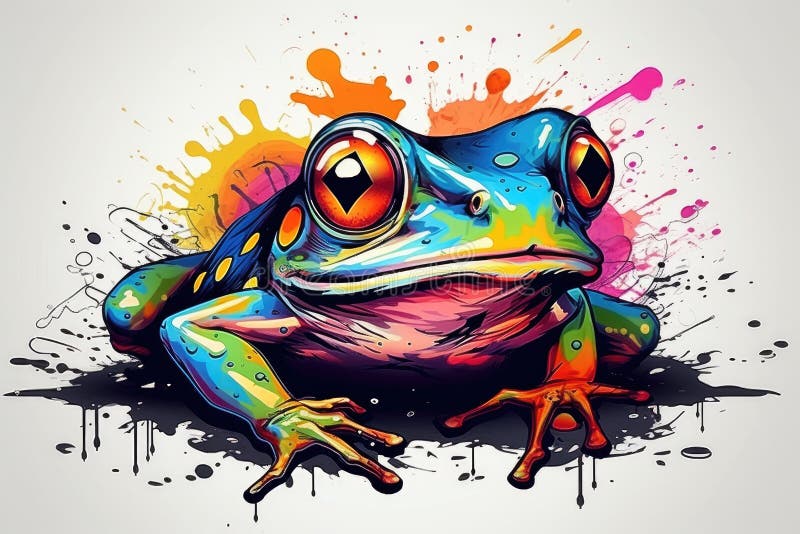 Colorful Frog Illustration Cartoon. Generative AI Stock Illustration ...