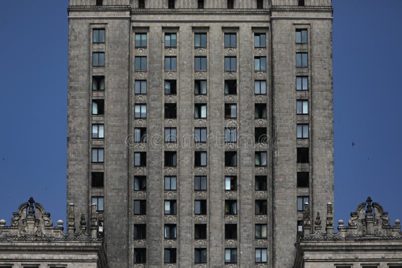 Colorful Front of Residential Building in Warsaw. Vertical Patterns ...