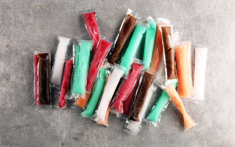 Colorful Frozen Fruit Bar Ice Pops. Frozen Popsicles Stock Image ...