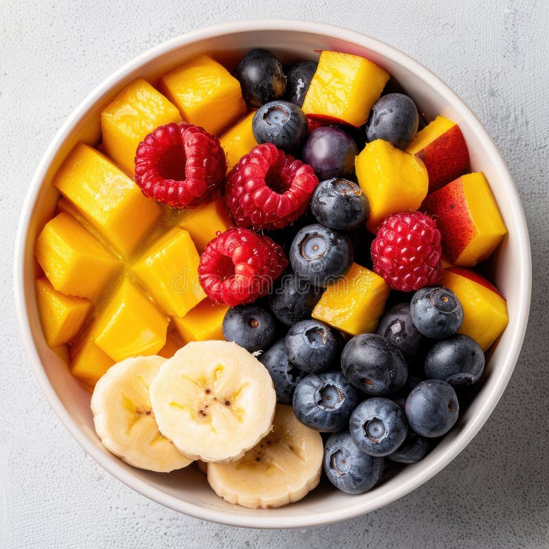 Colorful Fruit Bowl with Assorted Fresh Berries and Sliced Tropical ...