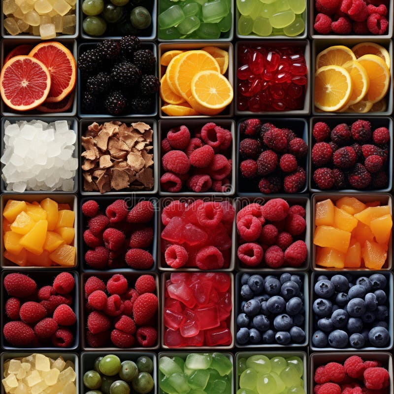 Colorful Fruit Cube Seamless Pattern with Watermelon, Pineapple, Kiwi ...