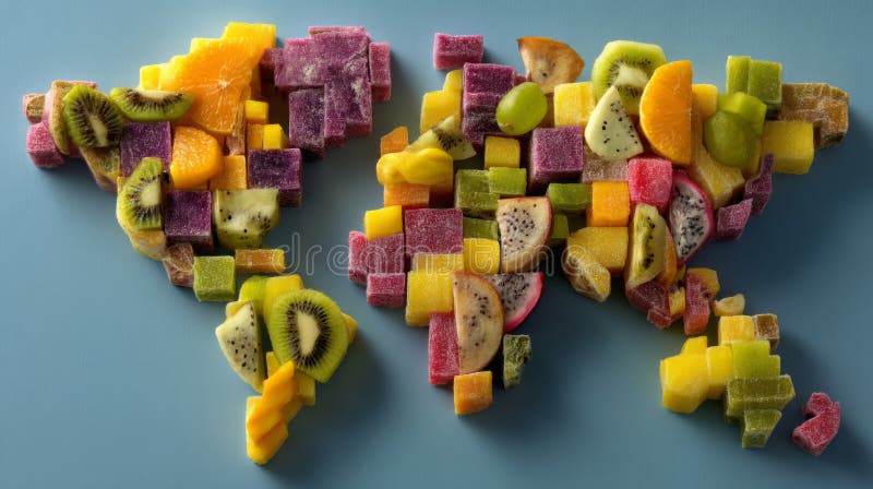 Fruit world map. stock illustration. Illustration of australia - 62418268