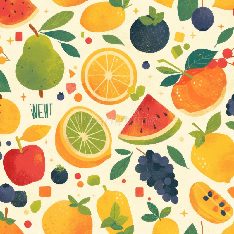 Colorful Fruit Illustration with White Background Generated with Ai Stock Illustration ...