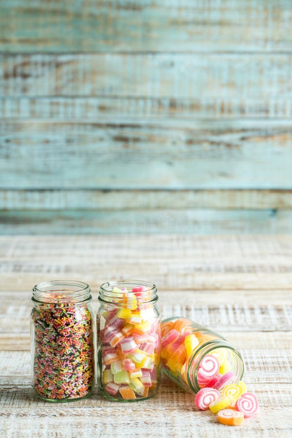 Colorful Fruit Jelly Candy on Wooden Stock Photo - Image of sticky ...